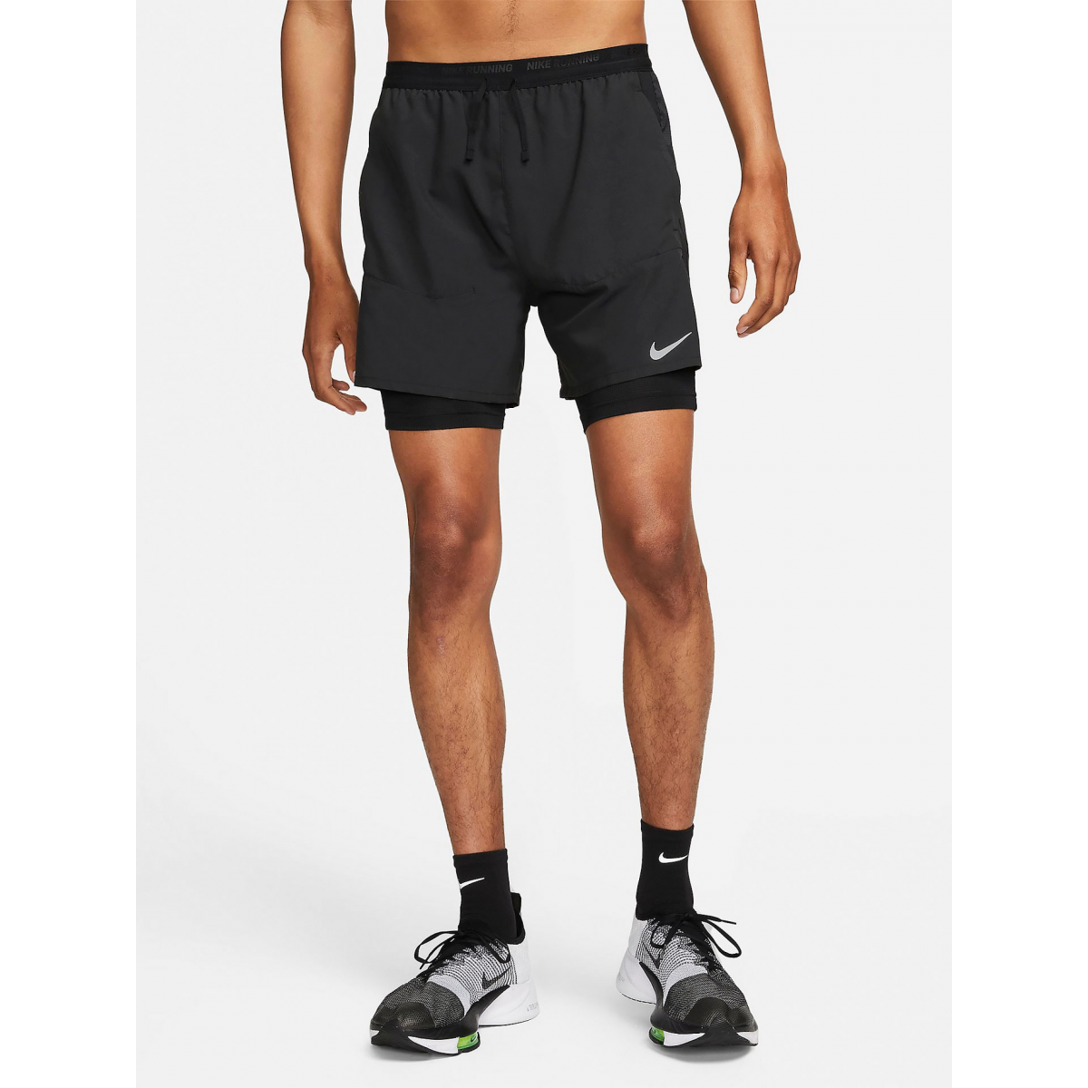 Calções de Running Nike Dri-FIT Stride Hybrid 13cm Pretos Para Homem ...