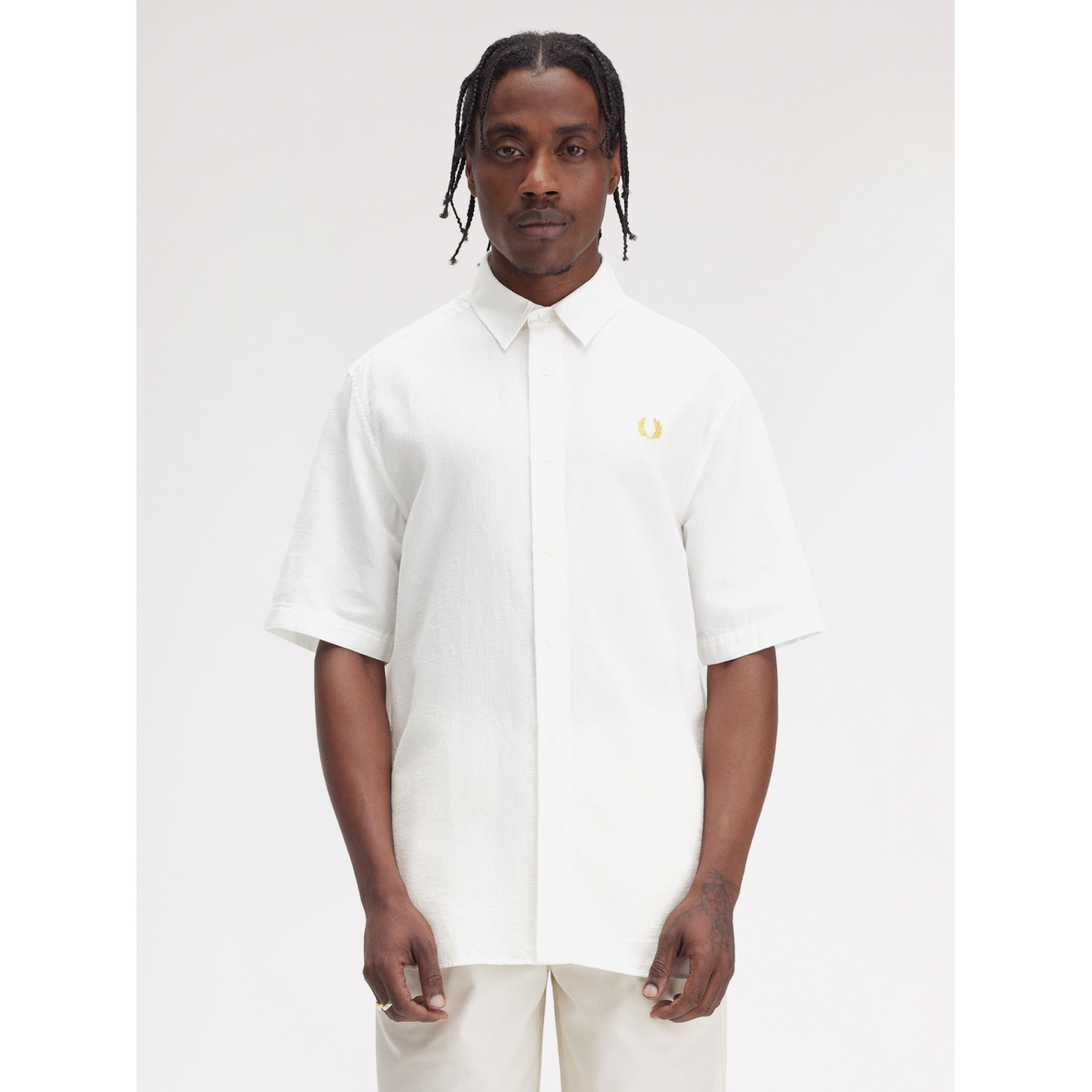 Fred Perry Textured Seersucker White Shirt - M9902-129 - BZR Online