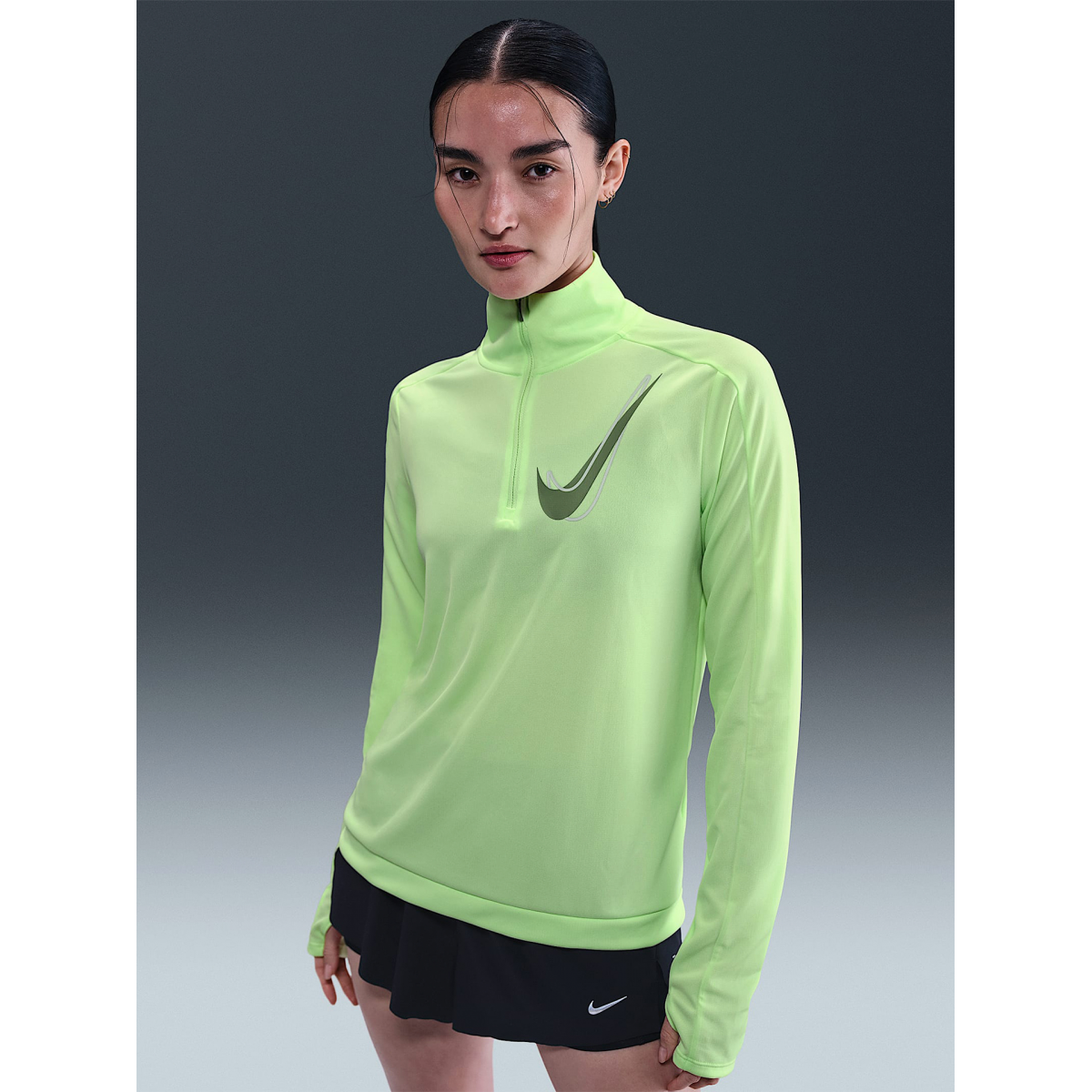 Nike Swoosh Dri-FIT Green Zip Running Sweater For Women - HJ2225-701 ...